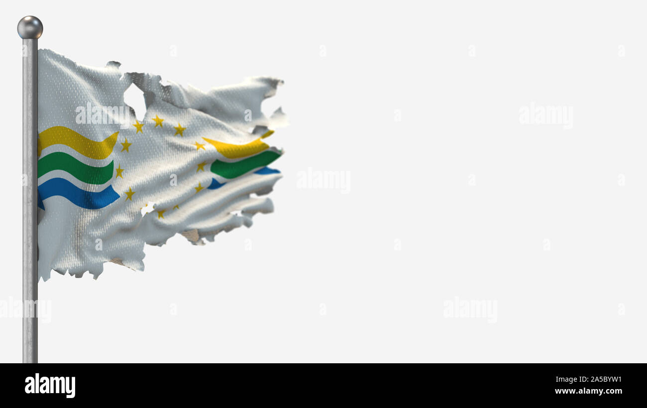 Los Rios Chile 3D tattered waving flag illustration on Flagpole ...
