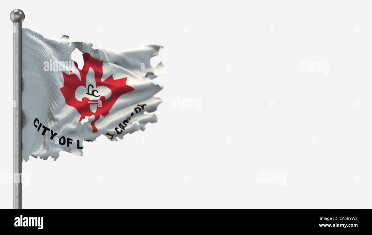 Little Canada Minnesota 3D tattered waving flag illustration on ...