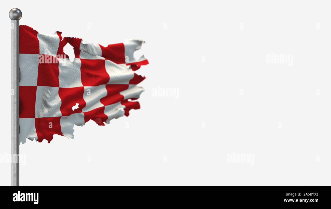 North Brabant 3D tattered waving flag illustration on Flagpole ...