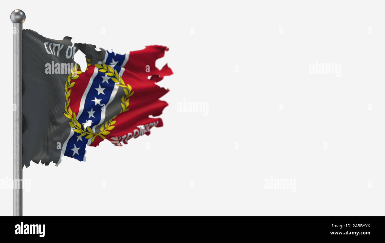 Montgomery Alabama 3D tattered waving flag illustration on Flagpole ...