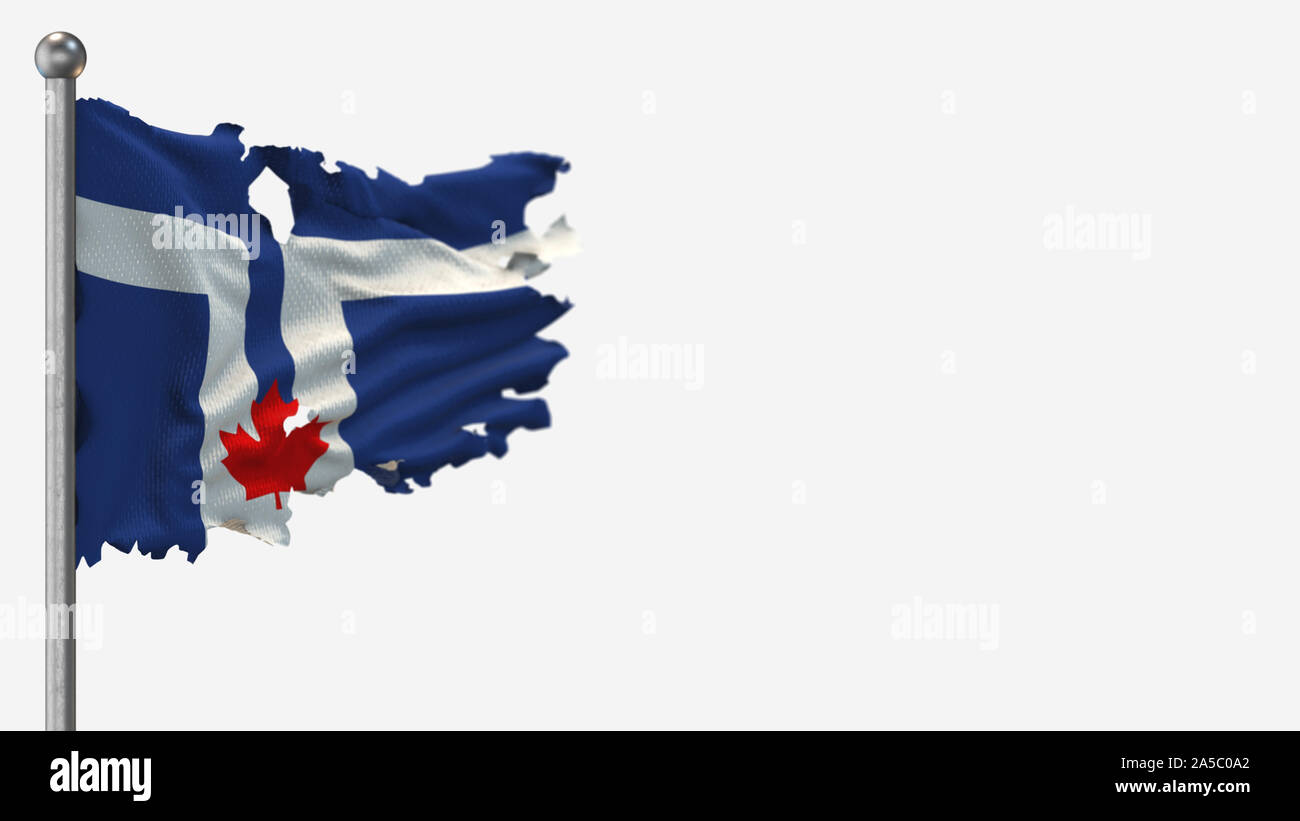 Toronto Flag 3D tattered waving flag illustration on Flagpole. Isolated ...