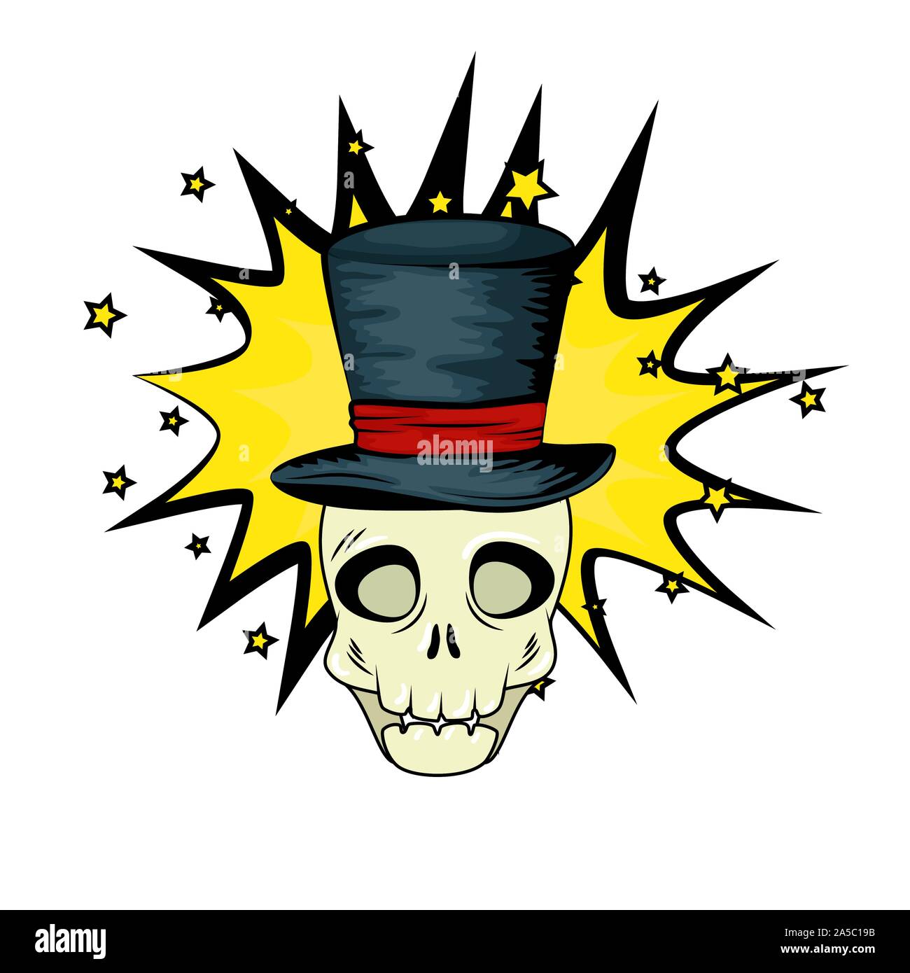 skull dead halloween with wizard hat style pop art Stock Vector Image ...
