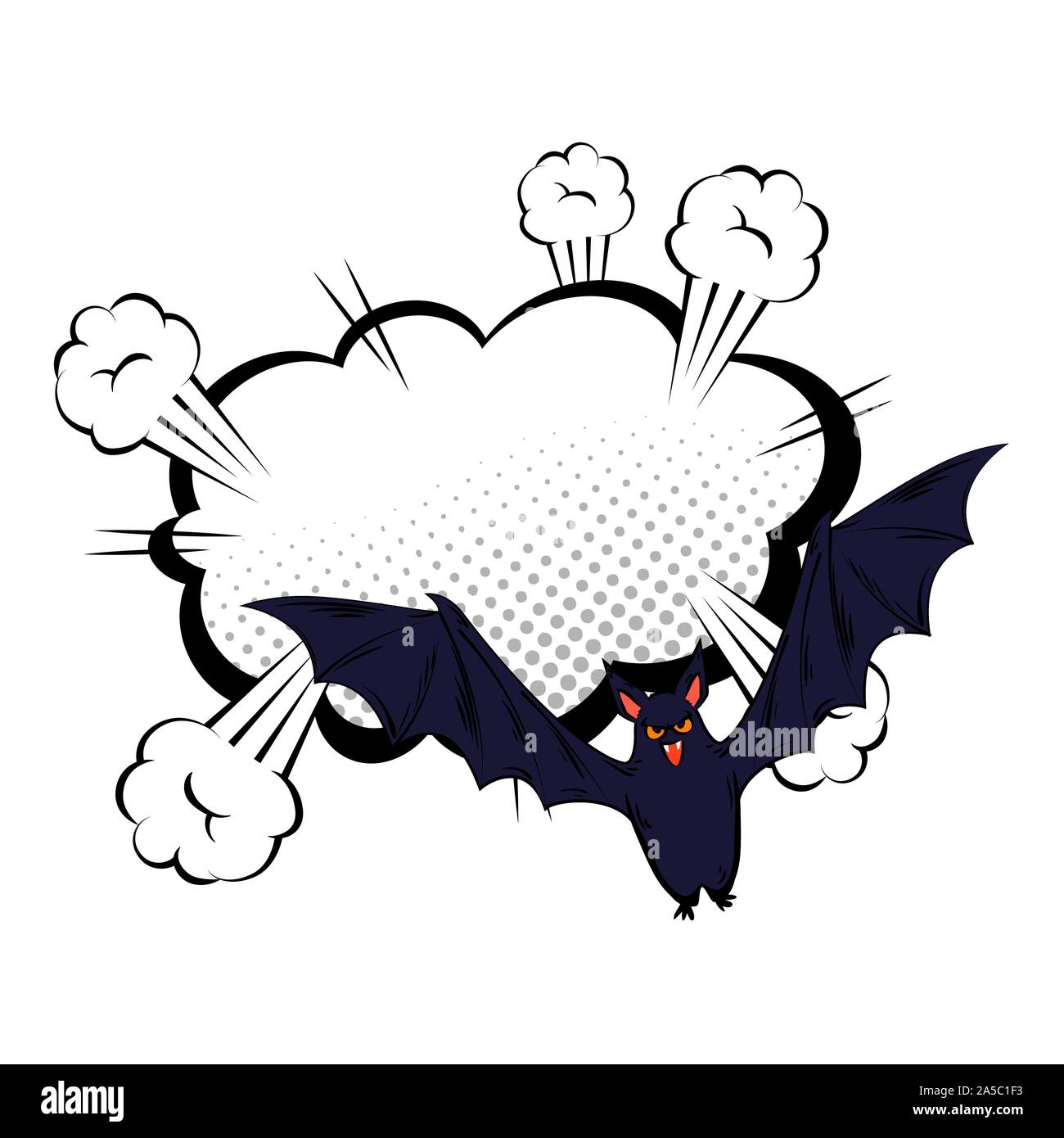 bat flying halloween with cloud style pop art Stock Vector Image & Art ...
