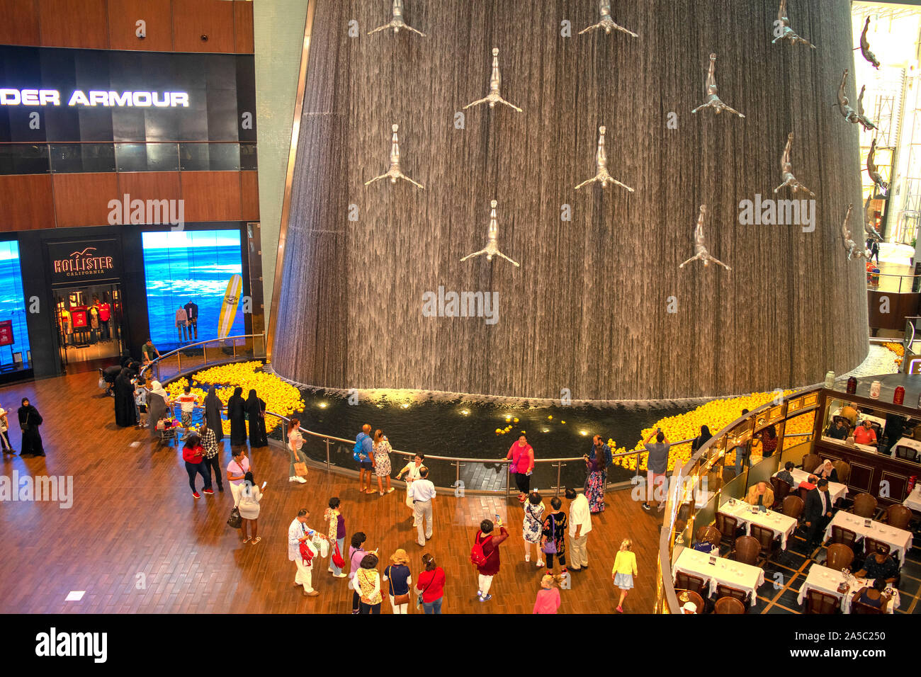 Dubai / UAE - October 19, 2019: Human waterfall inside of Dubai mall ...