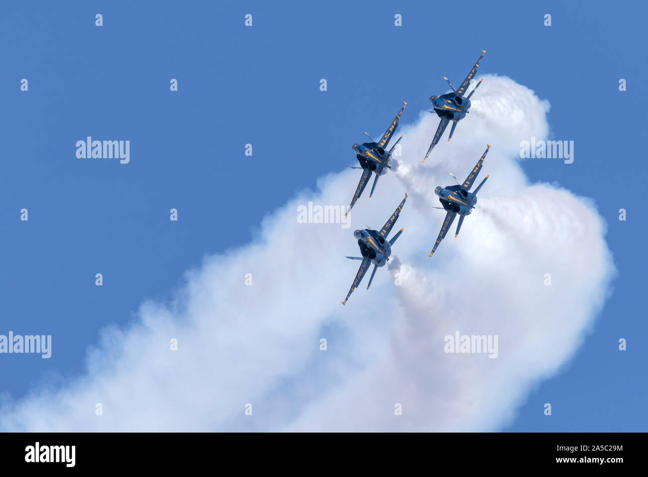 Blue Angels F-18 Hornets in diamond formation during a 2019 San ...
