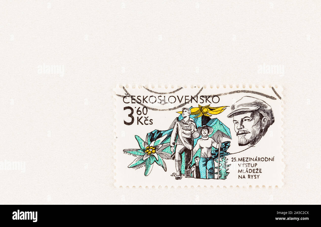 Czechoslovakia postage stamp commemorating the 25th International Youth ...