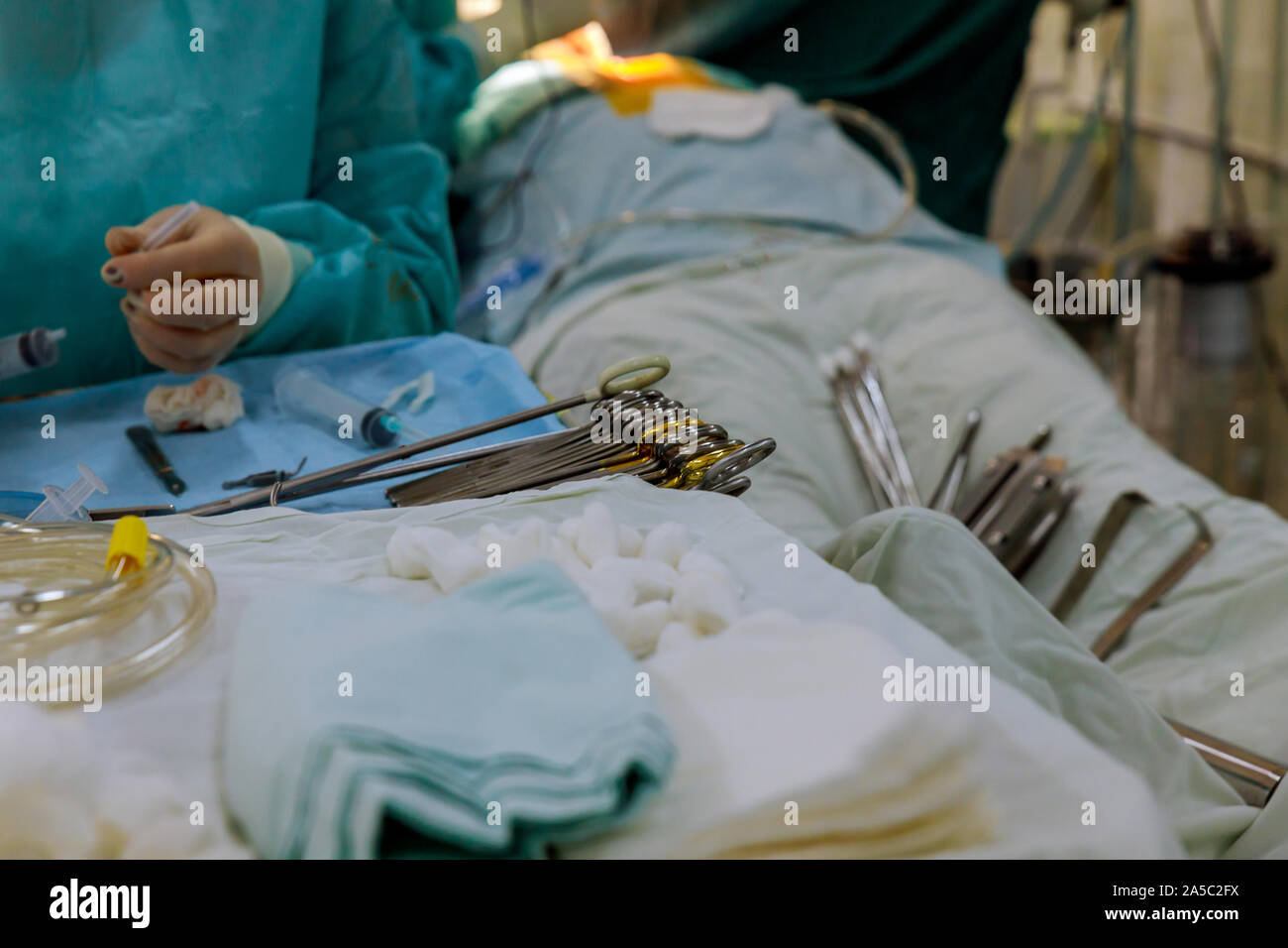 Nurse preparing medical surgical instruments for operation Stock Photo ...