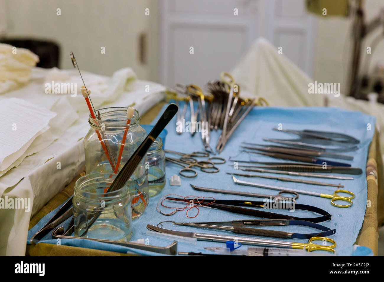 Operation room for surgery preparation surgical tools in the open heart ...