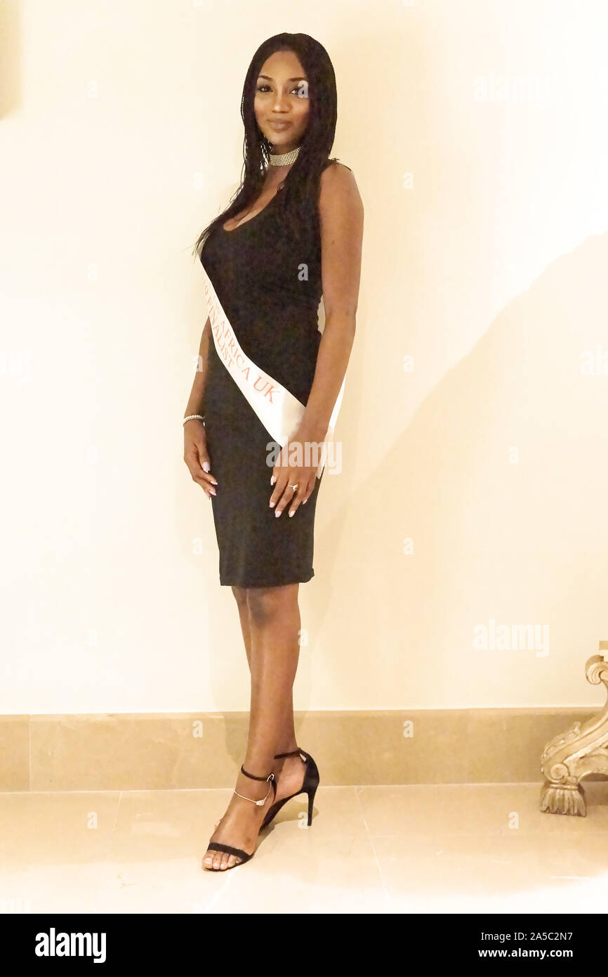 London, UK. 19 October 2019. Newsreader Claudia-Liza Armah in the red ...