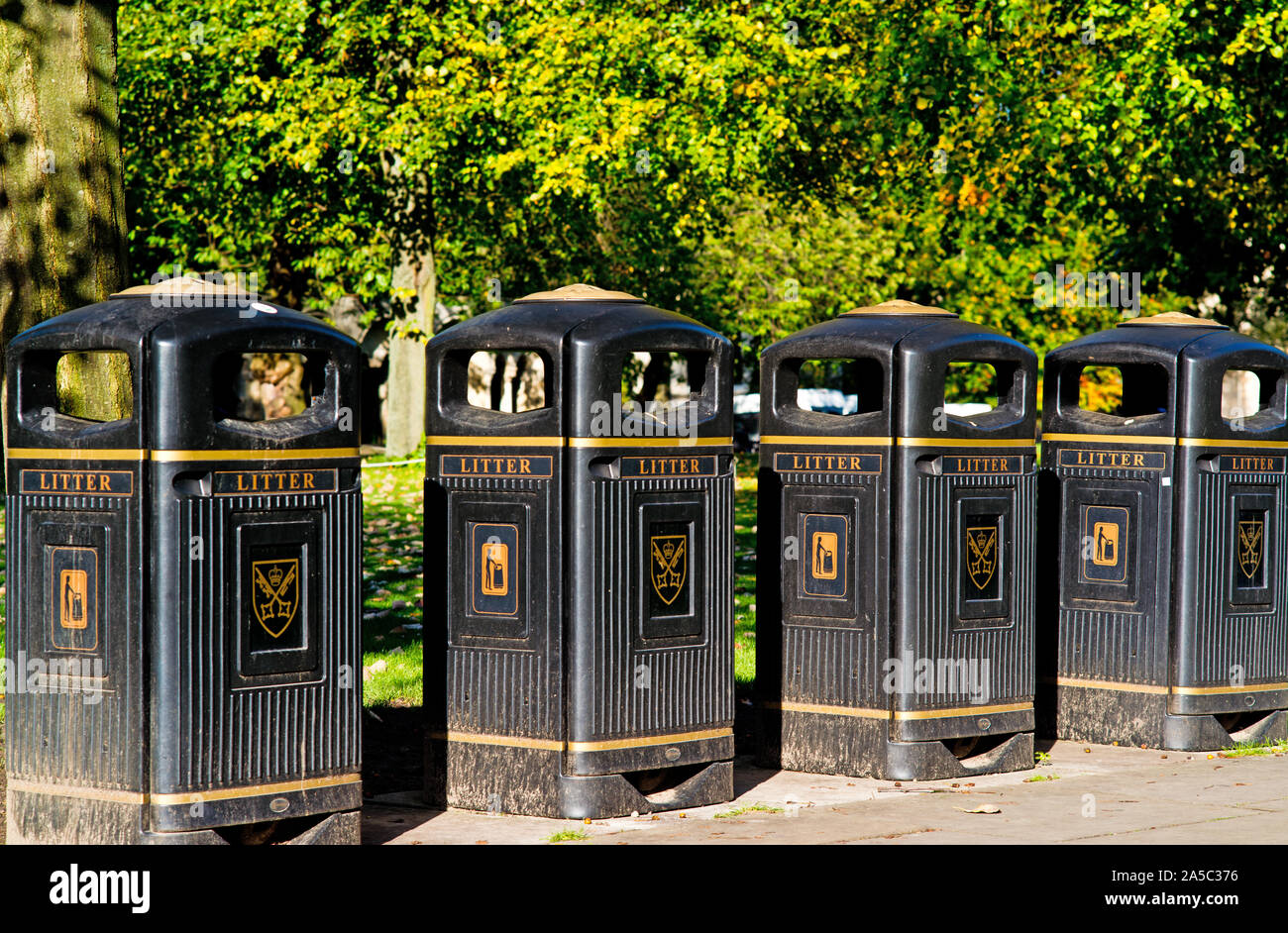 Litter Bins, York, England Stock Photo - Alamy