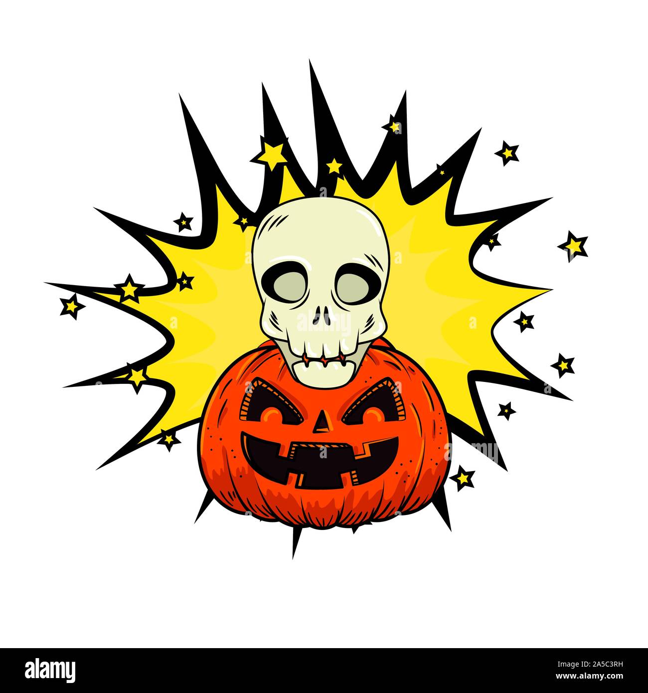 halloween pumpkin with skull pop art style Stock Vector Image & Art - Alamy