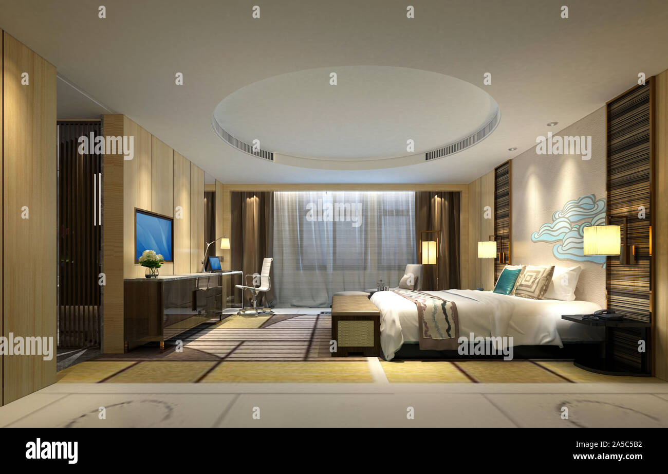 3d render of modern hotel room Stock Photo - Alamy