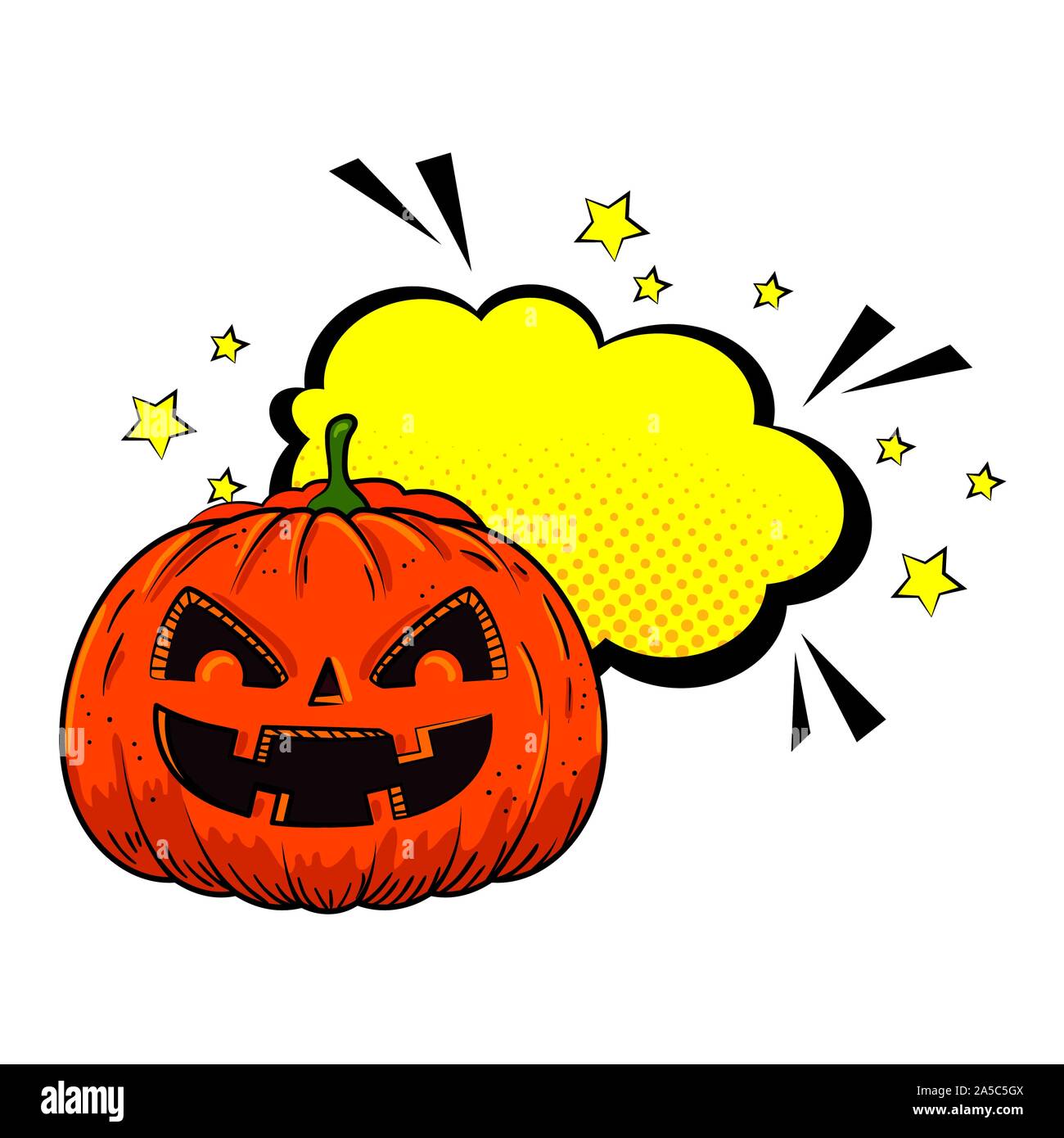 halloween pumpkin with cloud pop art style Stock Vector Image & Art - Alamy