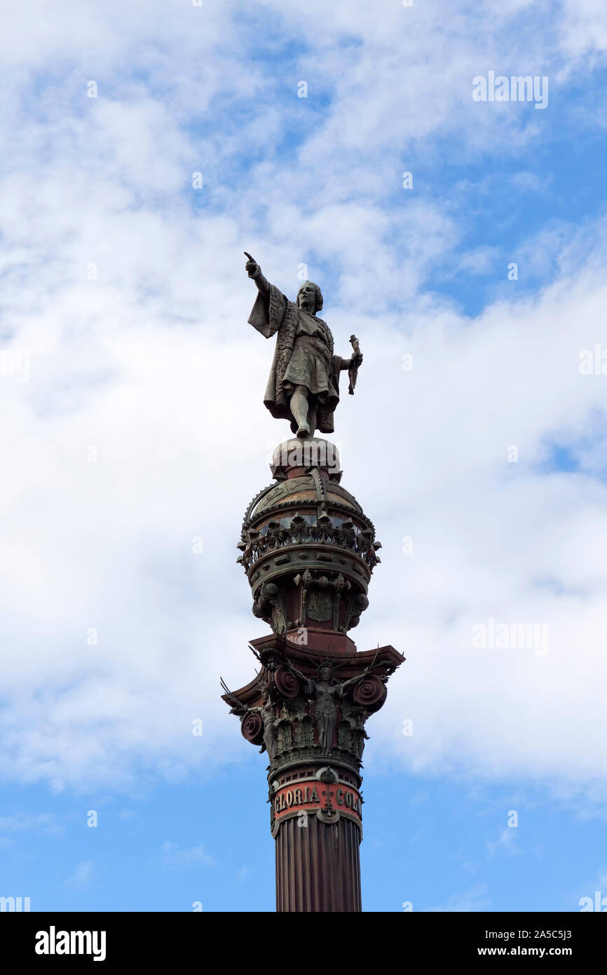Monument of Christopher Columbus, Barcelona, Catalonia, Spain Stock ...