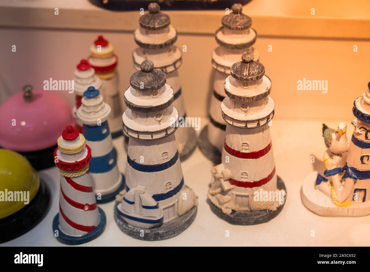 Little model lighthouses in the view Stock Photo - Alamy