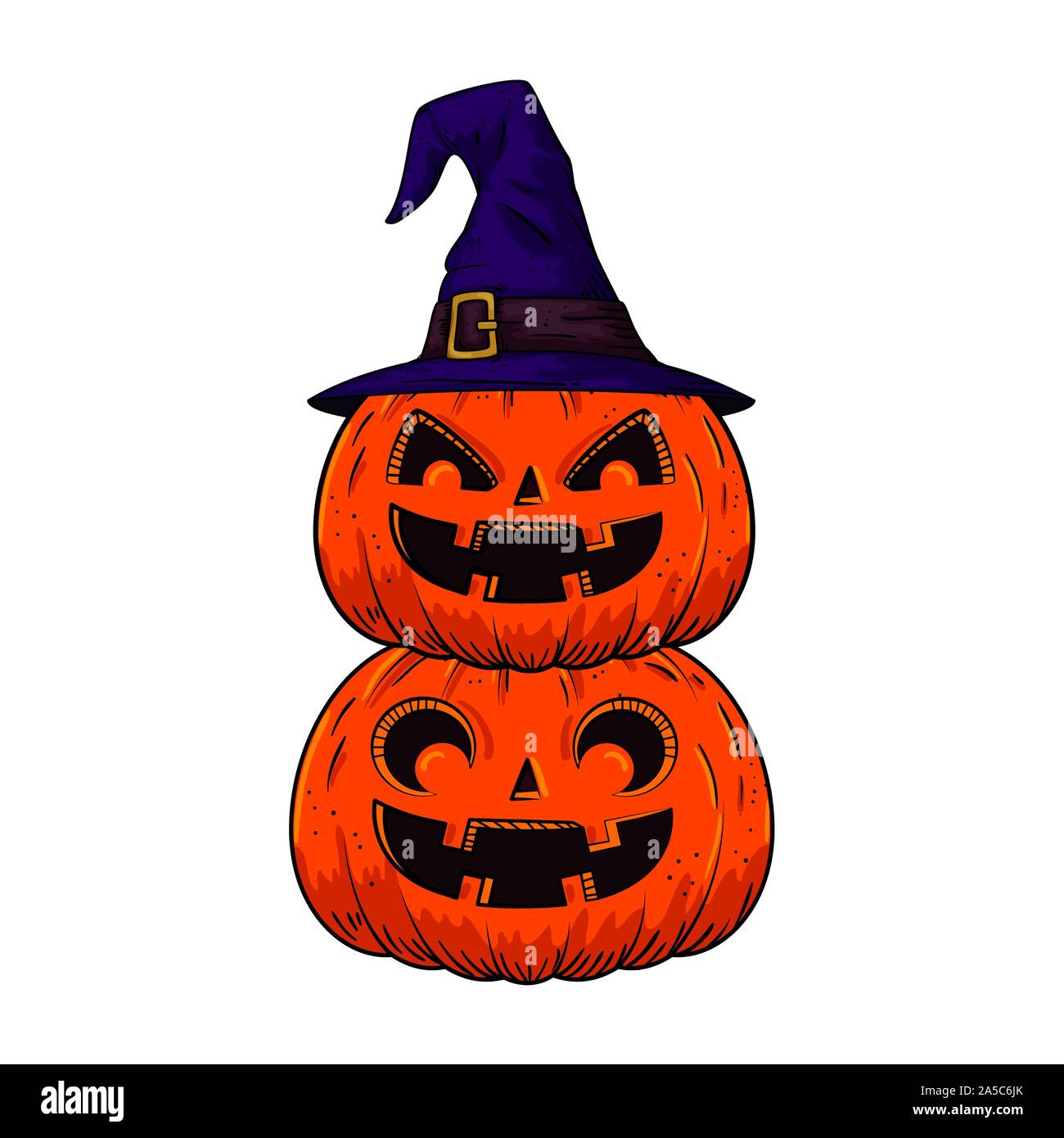 halloween pumpkins with hat witch pop art style Stock Vector Image ...