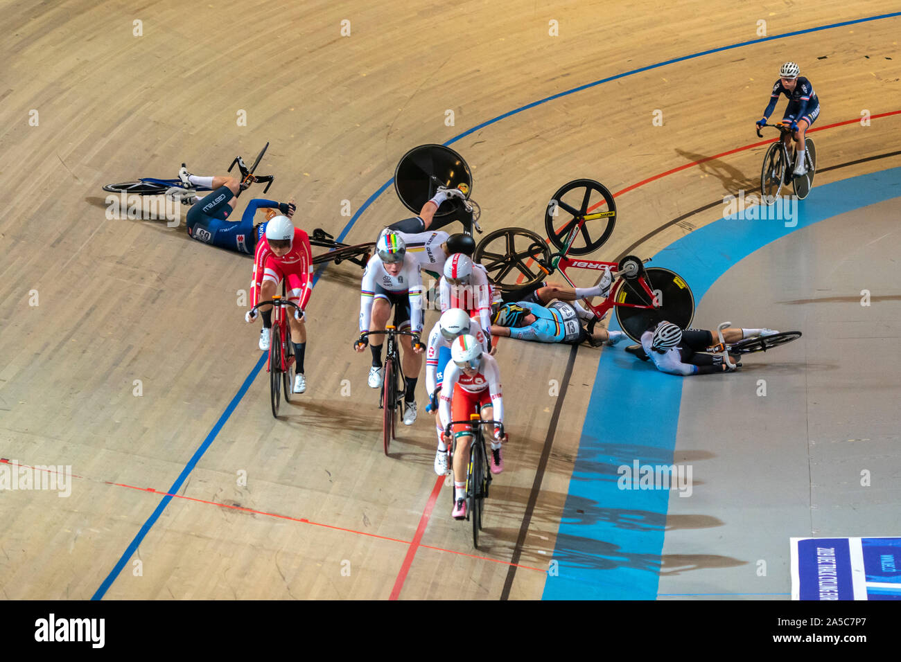 A Crash during UEC Track Cycling European Championship on October, 18 ...