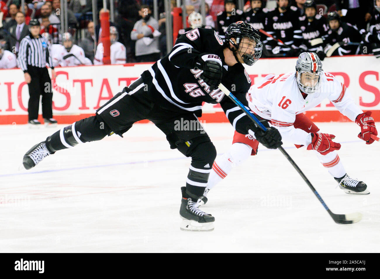 October 19. 2019: Nebraska-Omaha Mavericks center Joey Abate (45 ...