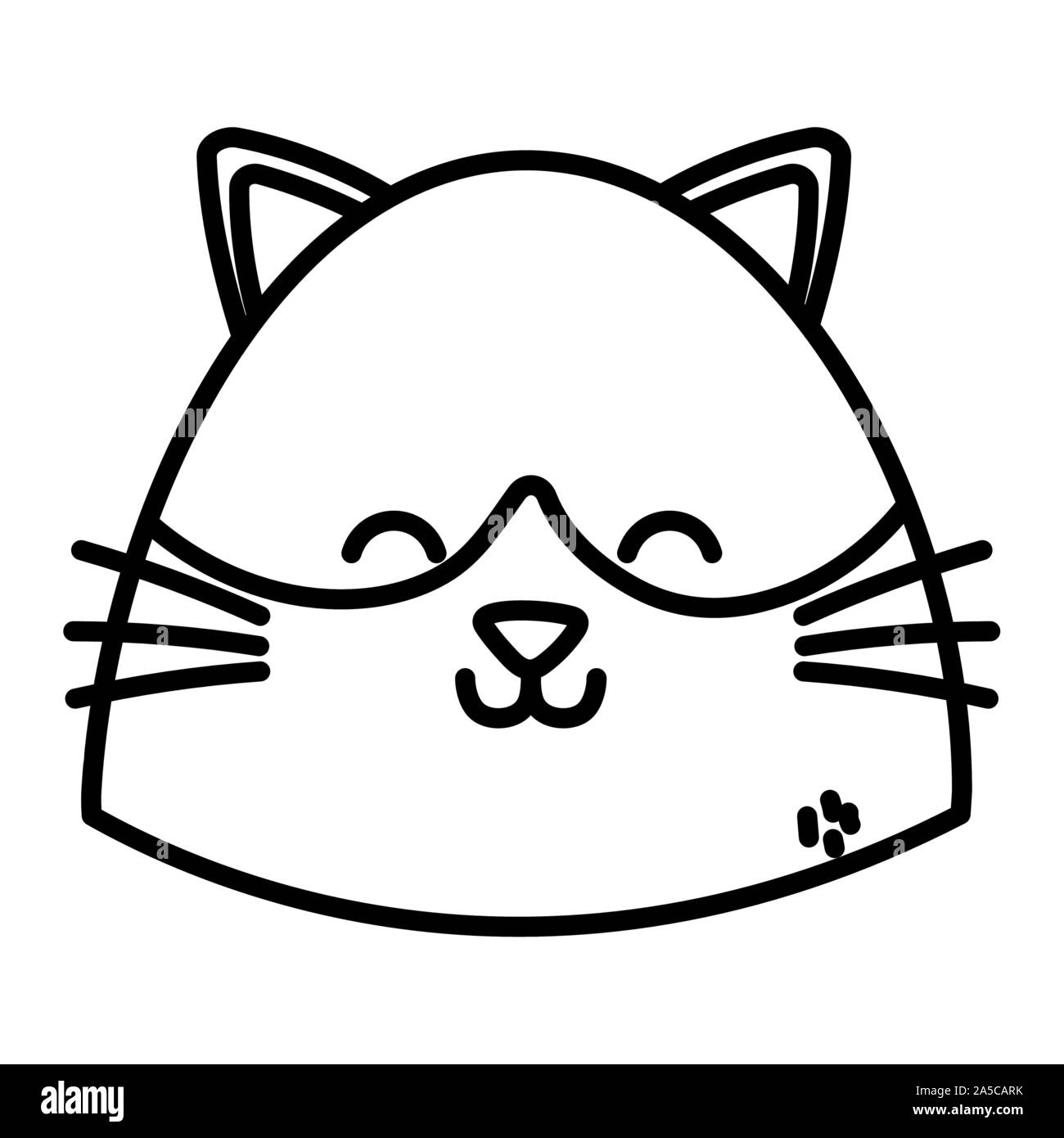 cute cat head cartoon on white background vector illustration thick ...