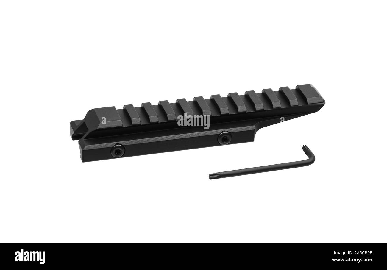 Quick disconnect mount made for holding a scope on a rifle isolated on ...