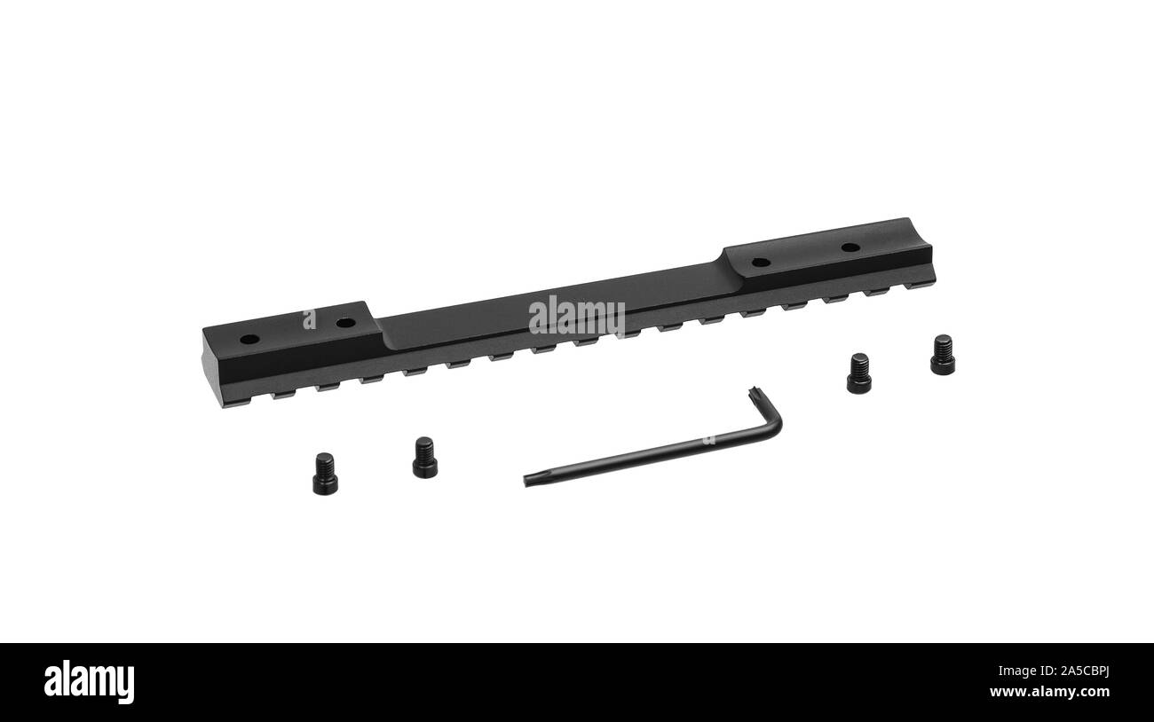 Quick disconnect mount made for holding a scope on a rifle isolated on ...