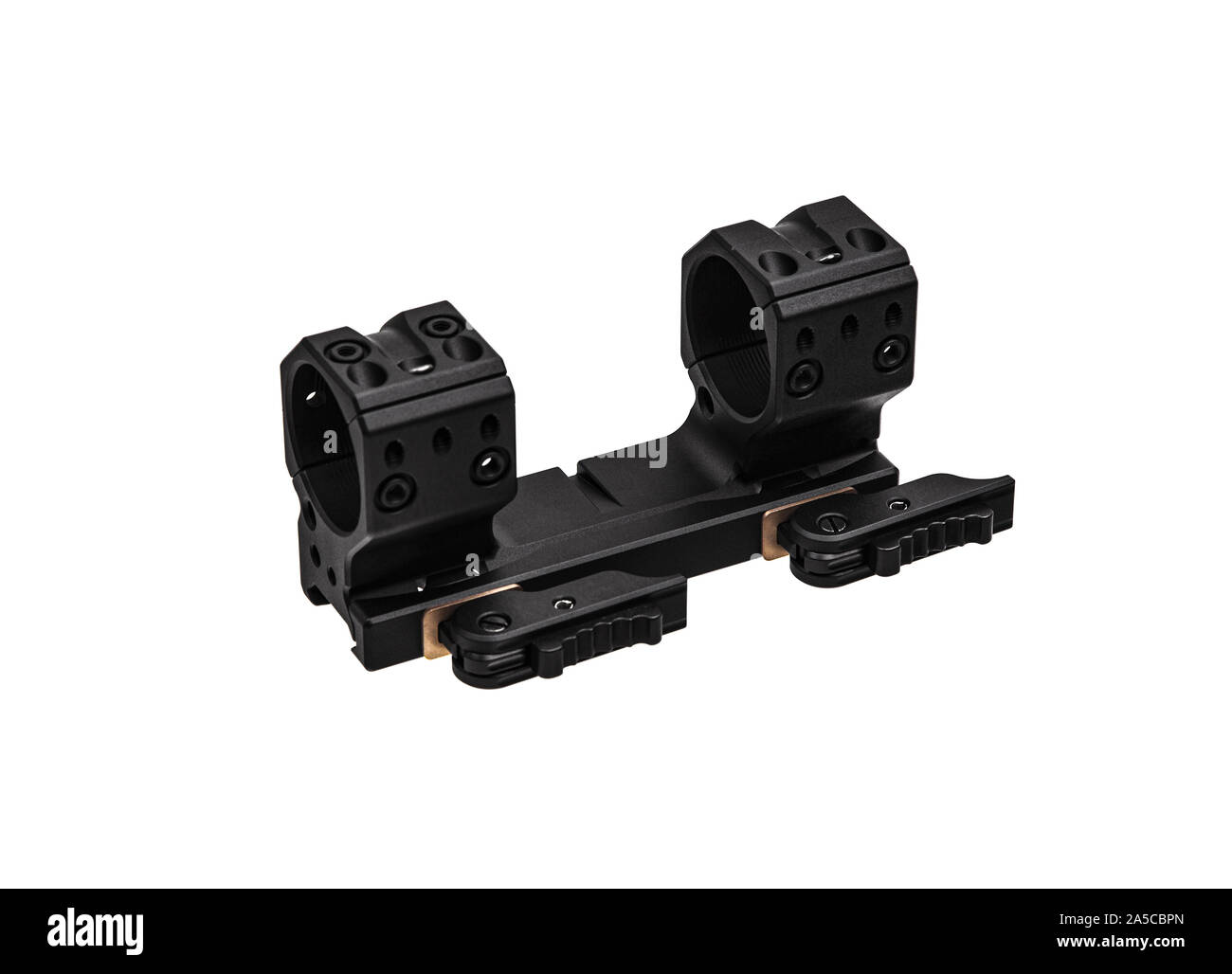 Quick disconnect mount made for holding a scope on a rifle isolated on ...