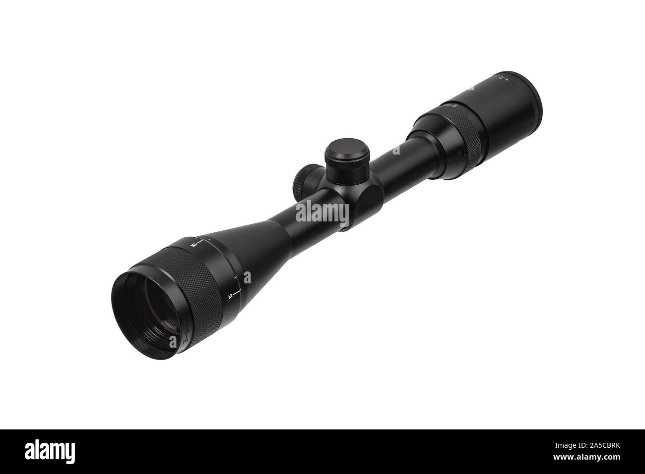modern black optical scope for weapon isolated on white. sight scope ...
