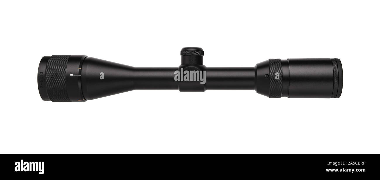 modern black optical scope for weapon isolated on white. sight scope ...