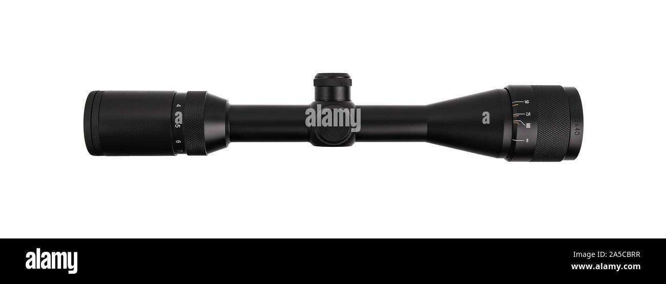 modern black optical scope for weapon isolated on white. sight scope ...