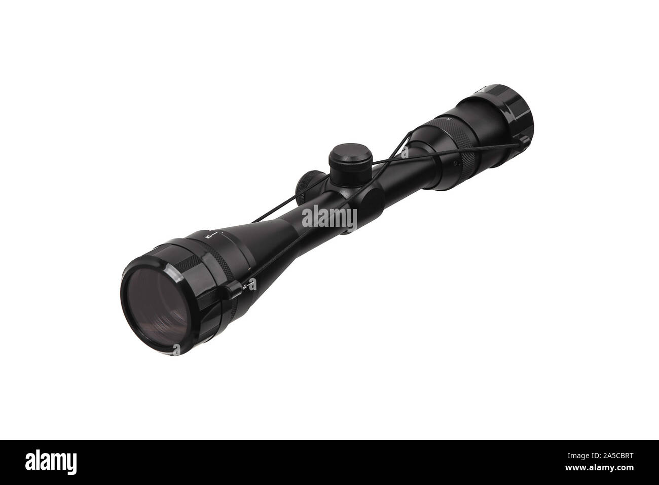 modern black optical scope for weapon isolated on white. sight scope ...