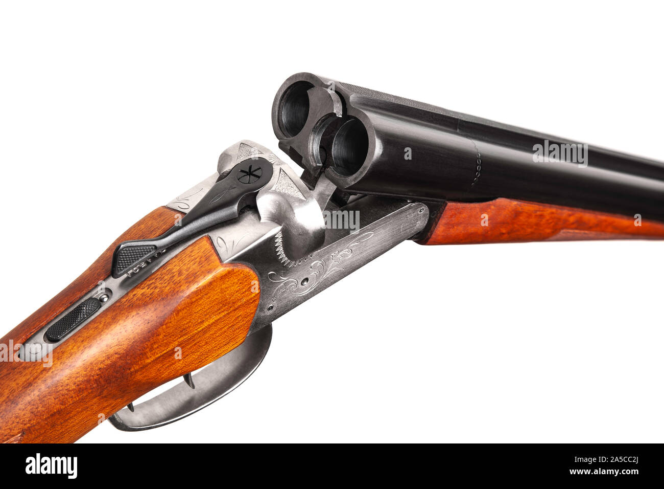 Hunting double-barrelled gun on a white background. Double Shotgun ...