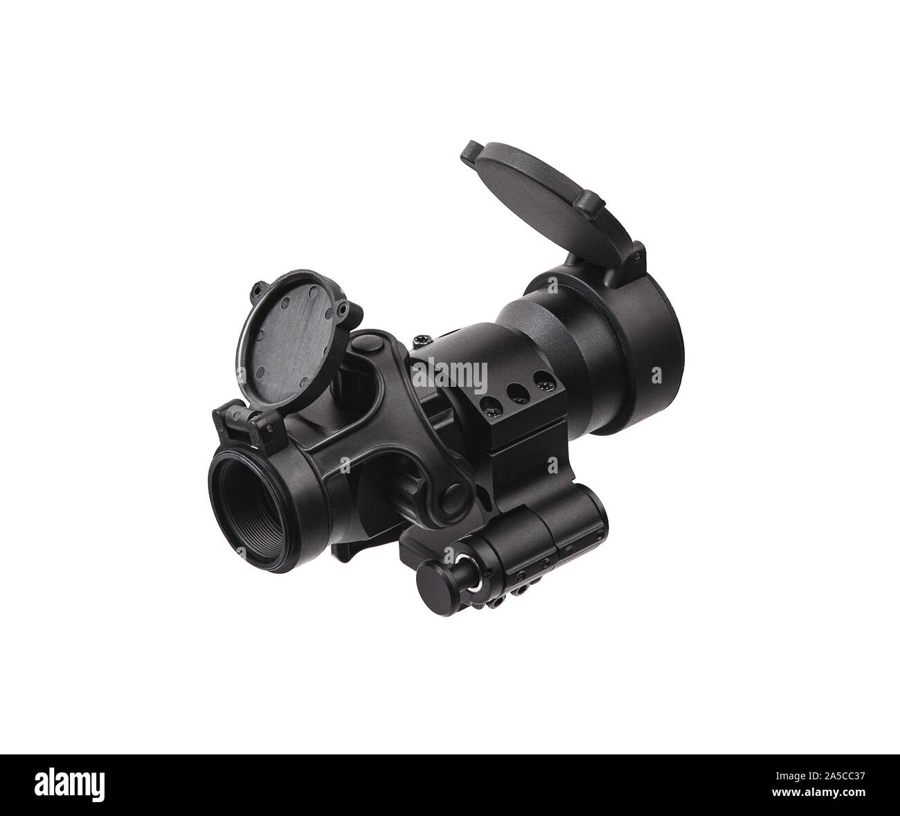 modern black optical scope for weapon isolated on white. sight scope ...