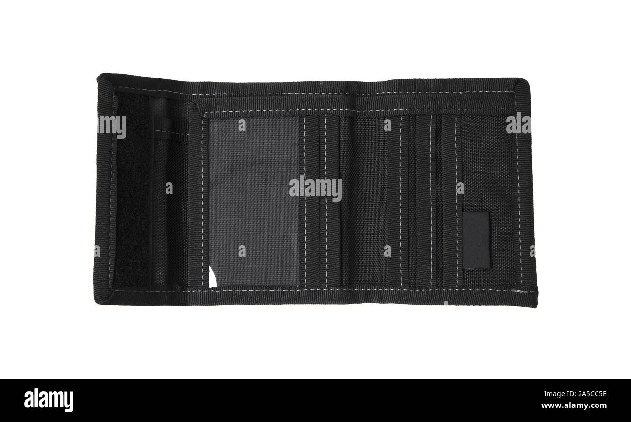 Nylon wallet. Tactical organizer. Black wallet on a white background ...