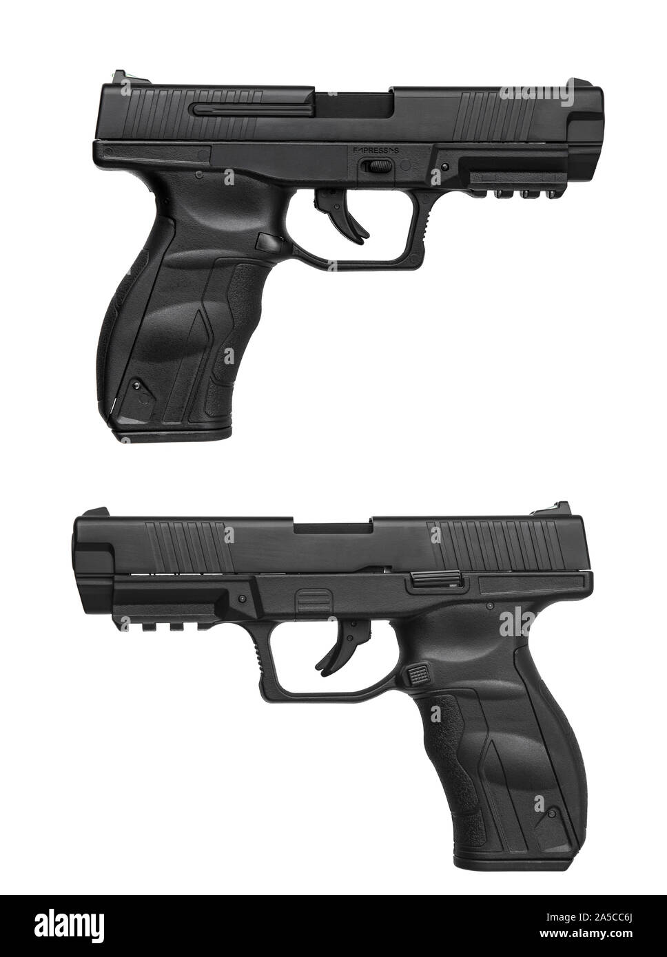 Black gun pistol isolated on white background Stock Photo - Alamy