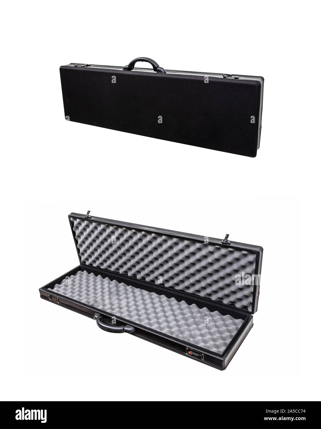 Open luxury black case for weapons with combination lock and leather ...