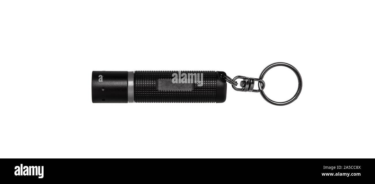 modern black metal flashlight isolated on white background Stock Photo ...