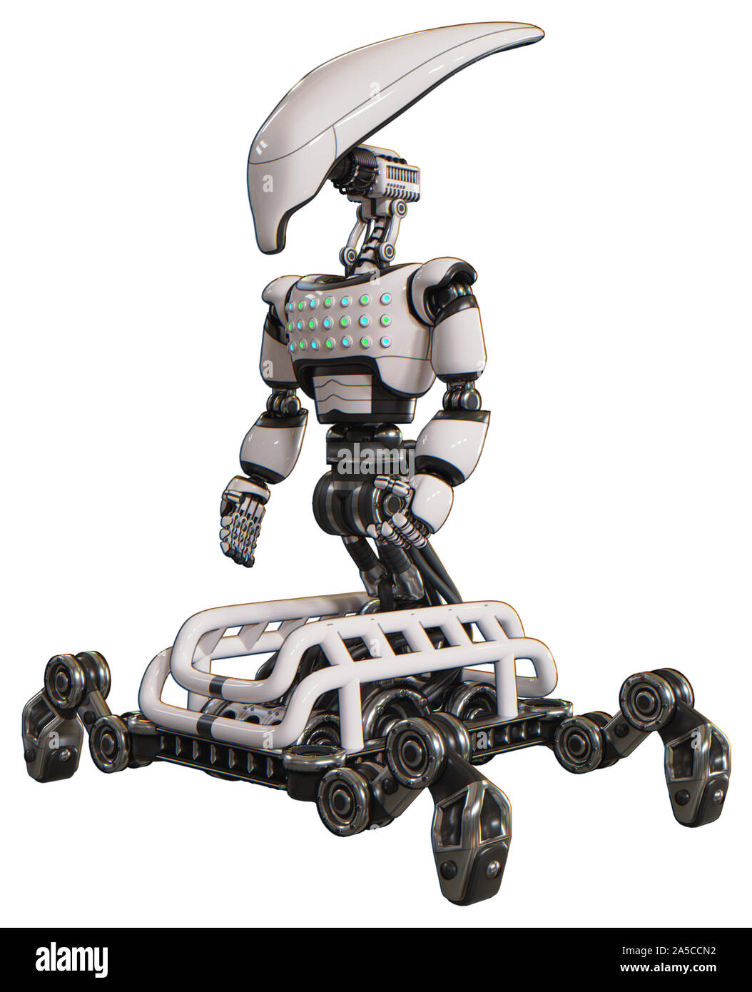 Automaton containing elements: flat elongated skull head, light chest ...