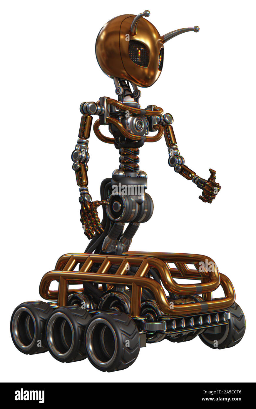 Android containing elements: grey alien style head, metal grate eyes ...