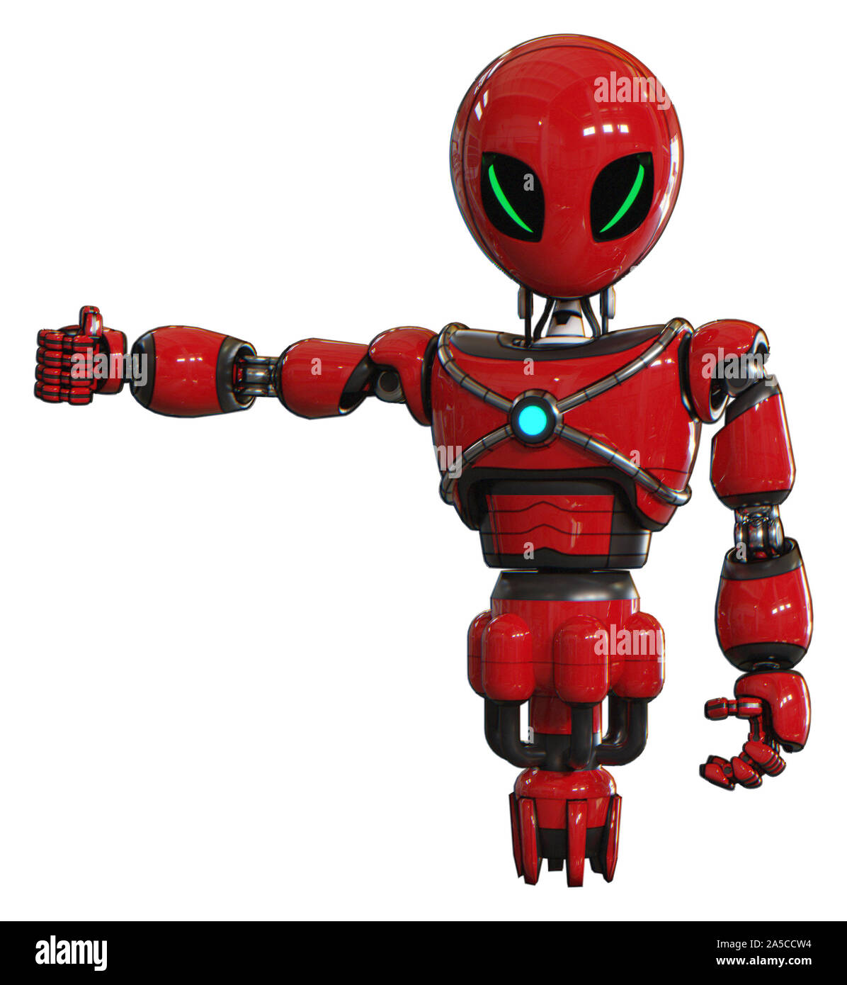 Android containing elements: grey alien style head, green demon eyes ...