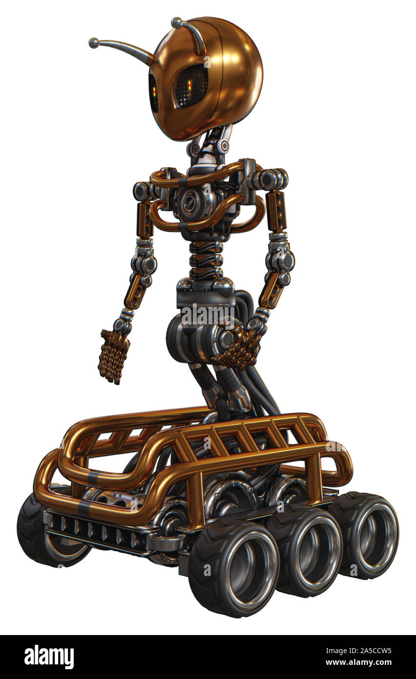 Android containing elements: grey alien style head, metal grate eyes ...