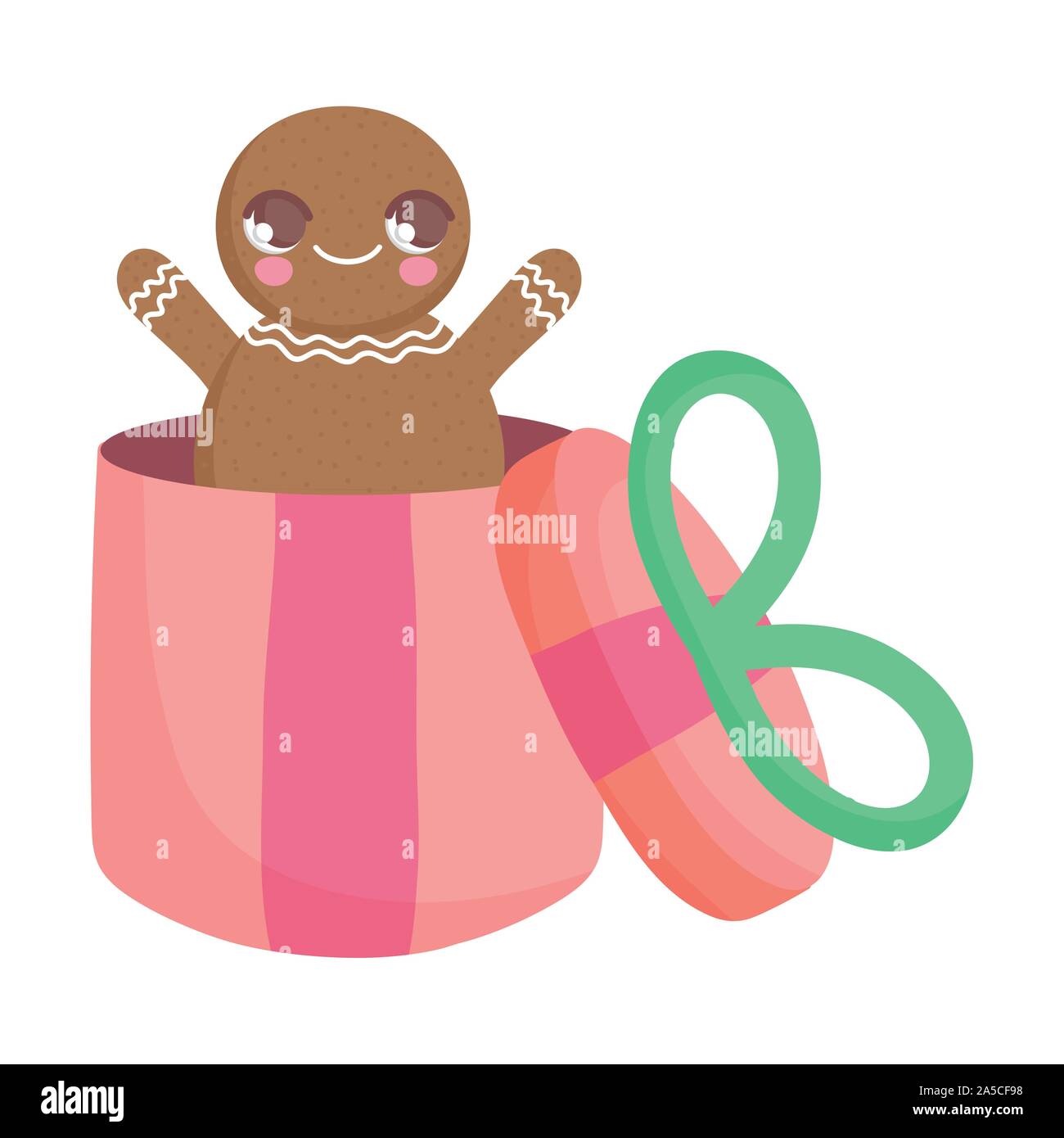 gingerbread man in gift box decoration merry christmas vector ...