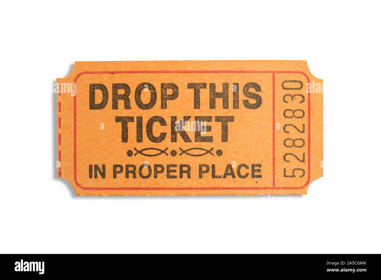 Orange color ticket isolated Stock Photo - Alamy