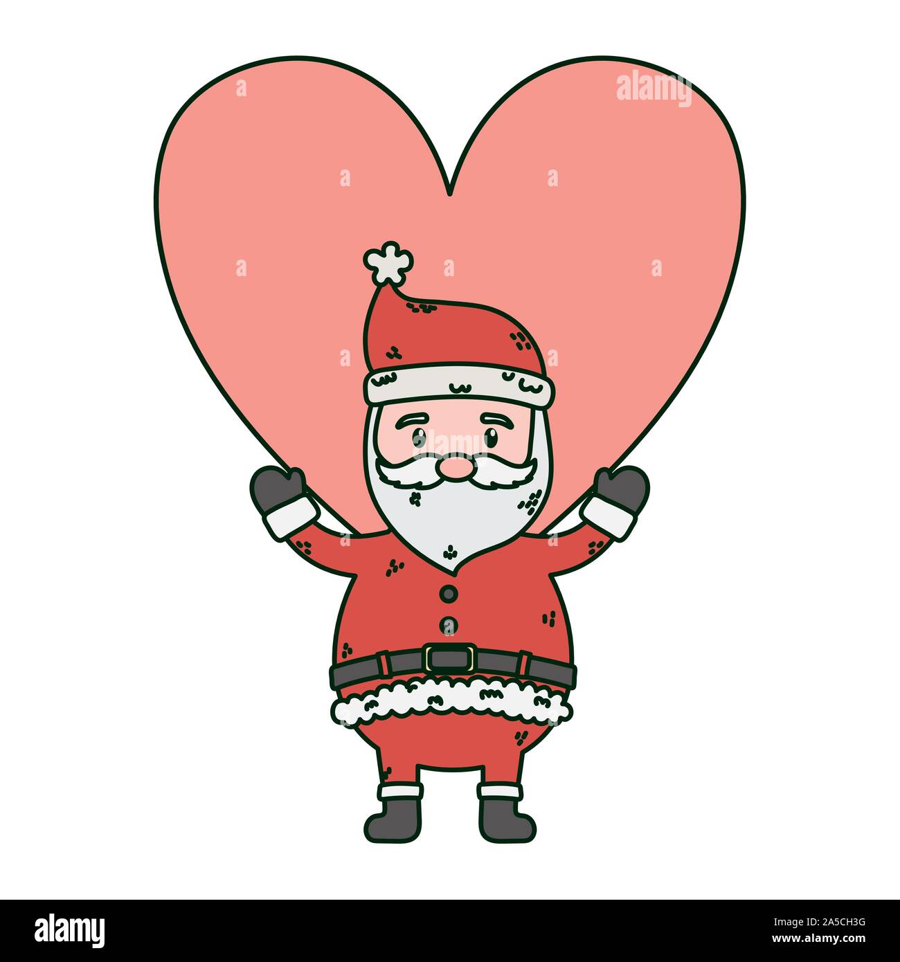 santa with big heart love celebration merry christmas vector ...
