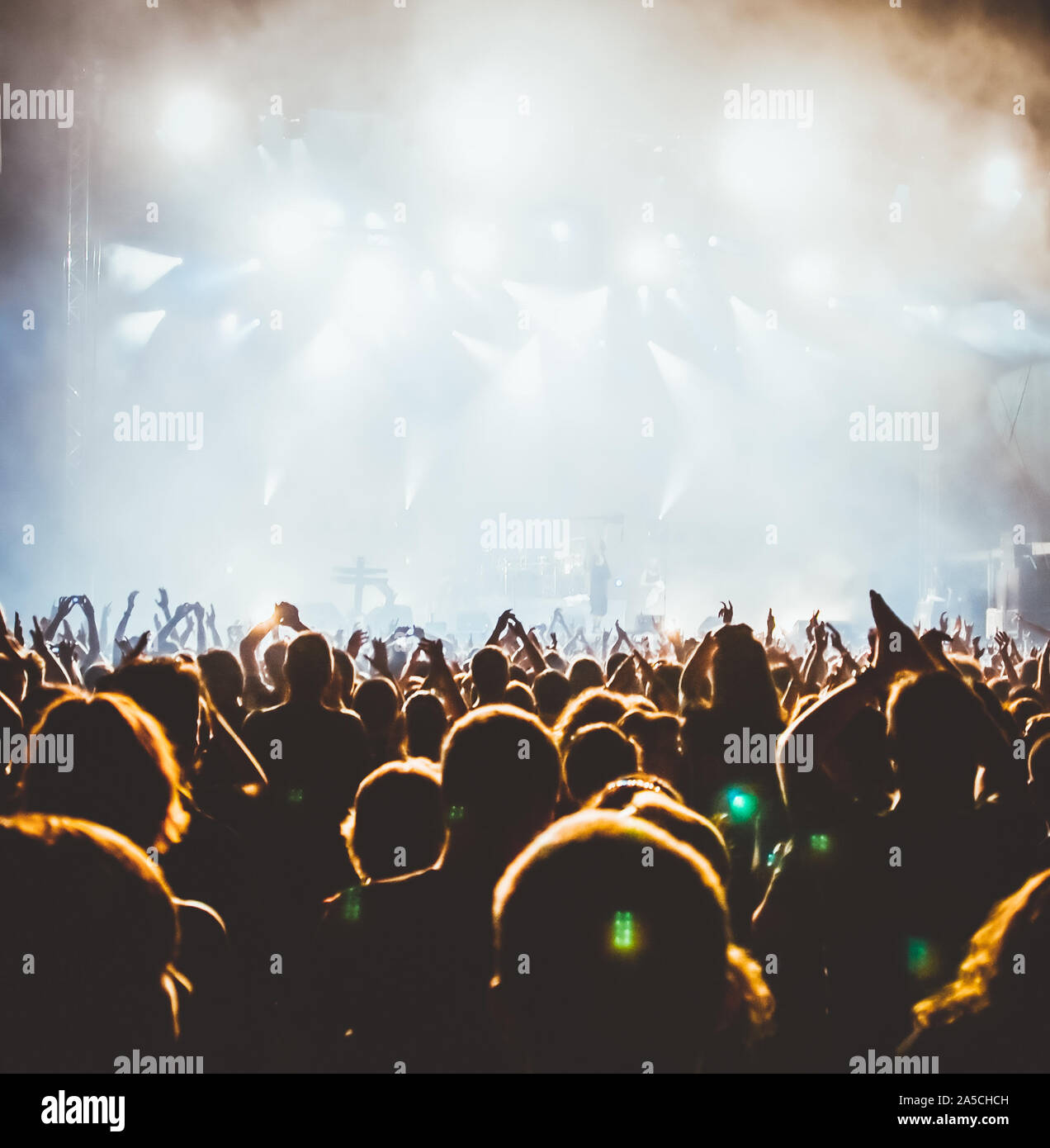 crowd at concert and stage lights with space for text Stock Photo - Alamy