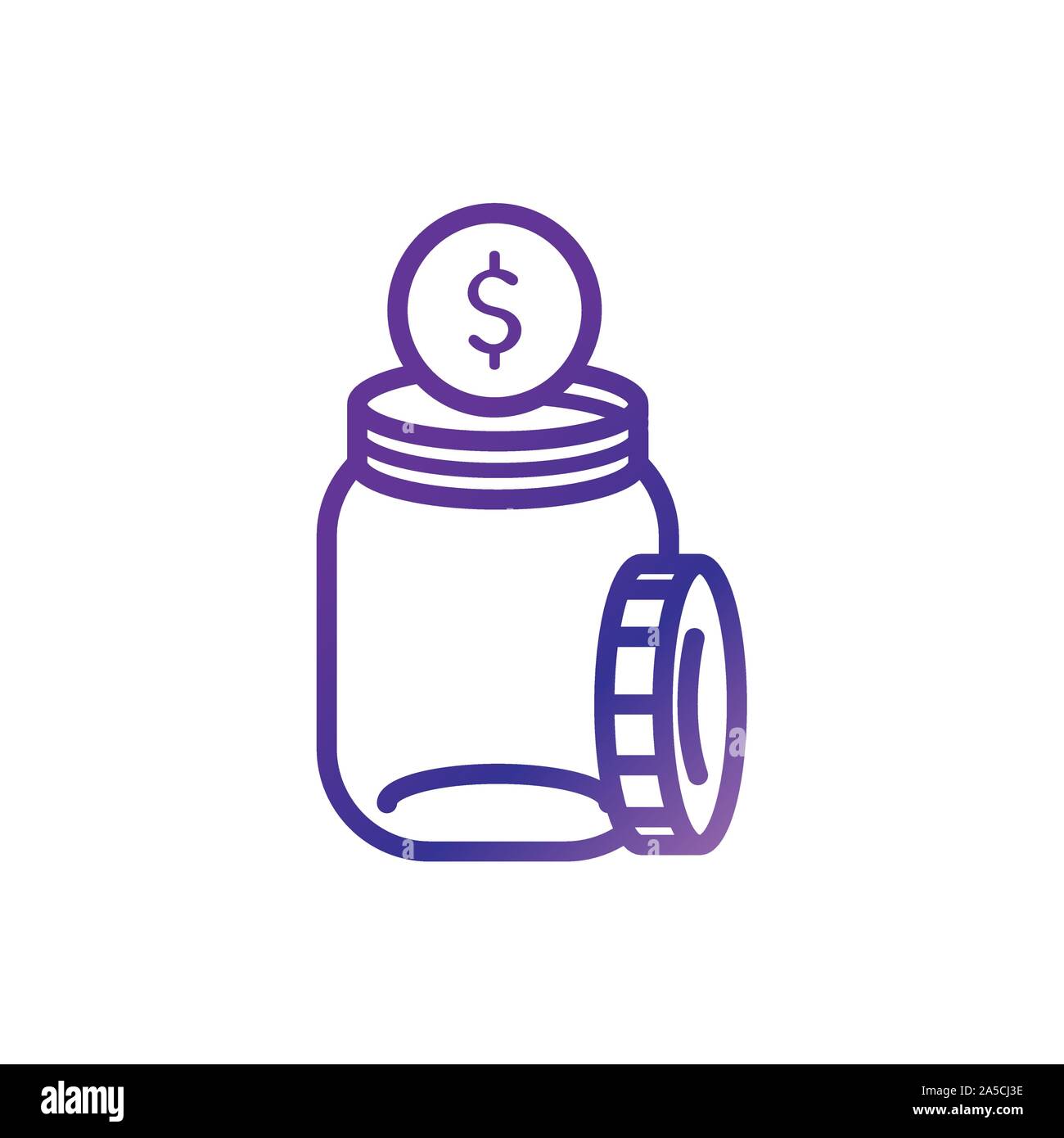 jar with money coin charity help donation gradient line vector ...