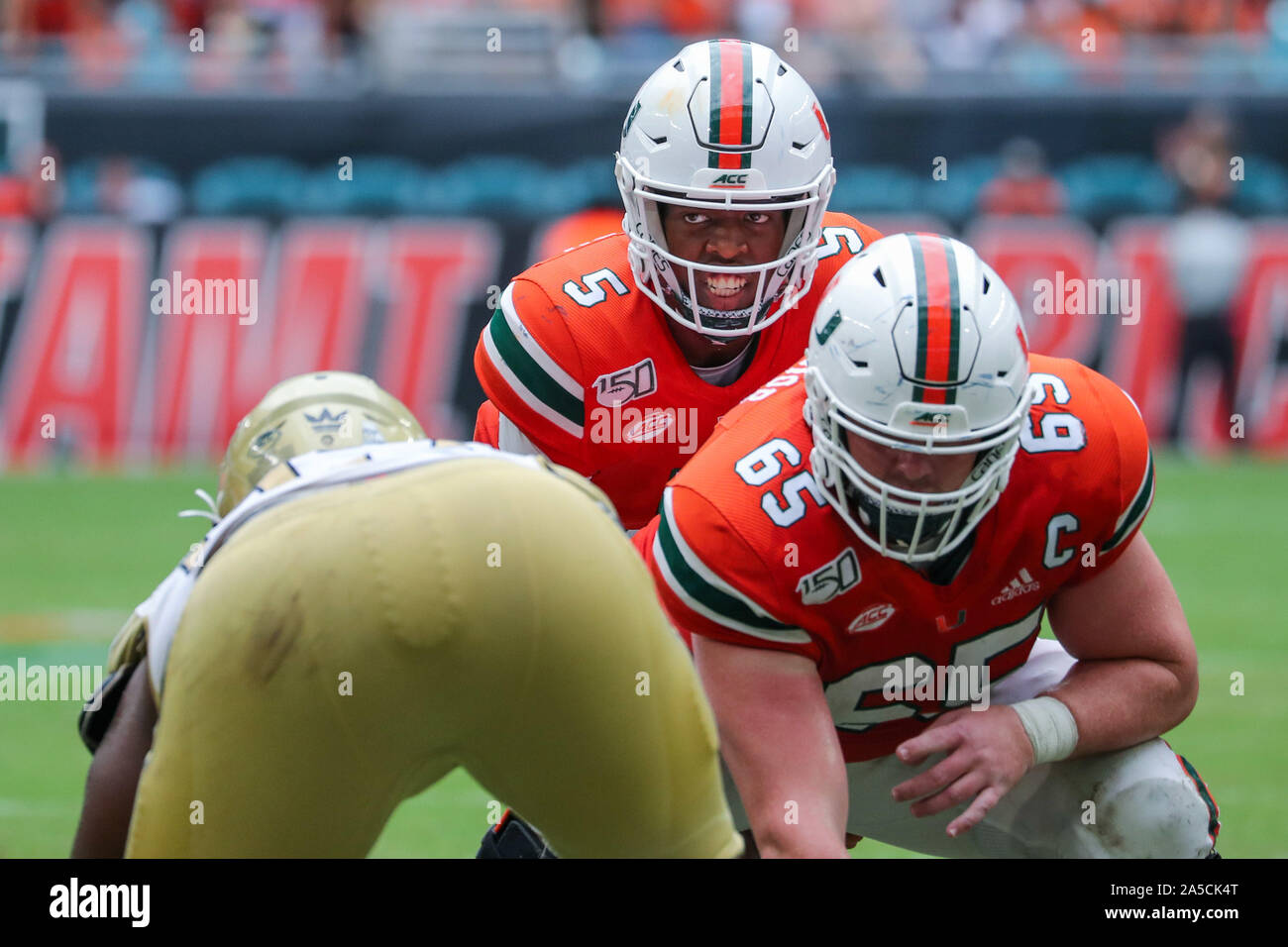 October 19, 2019: Miami Hurricanes quarterback N'Kosi Perry (5) in ...