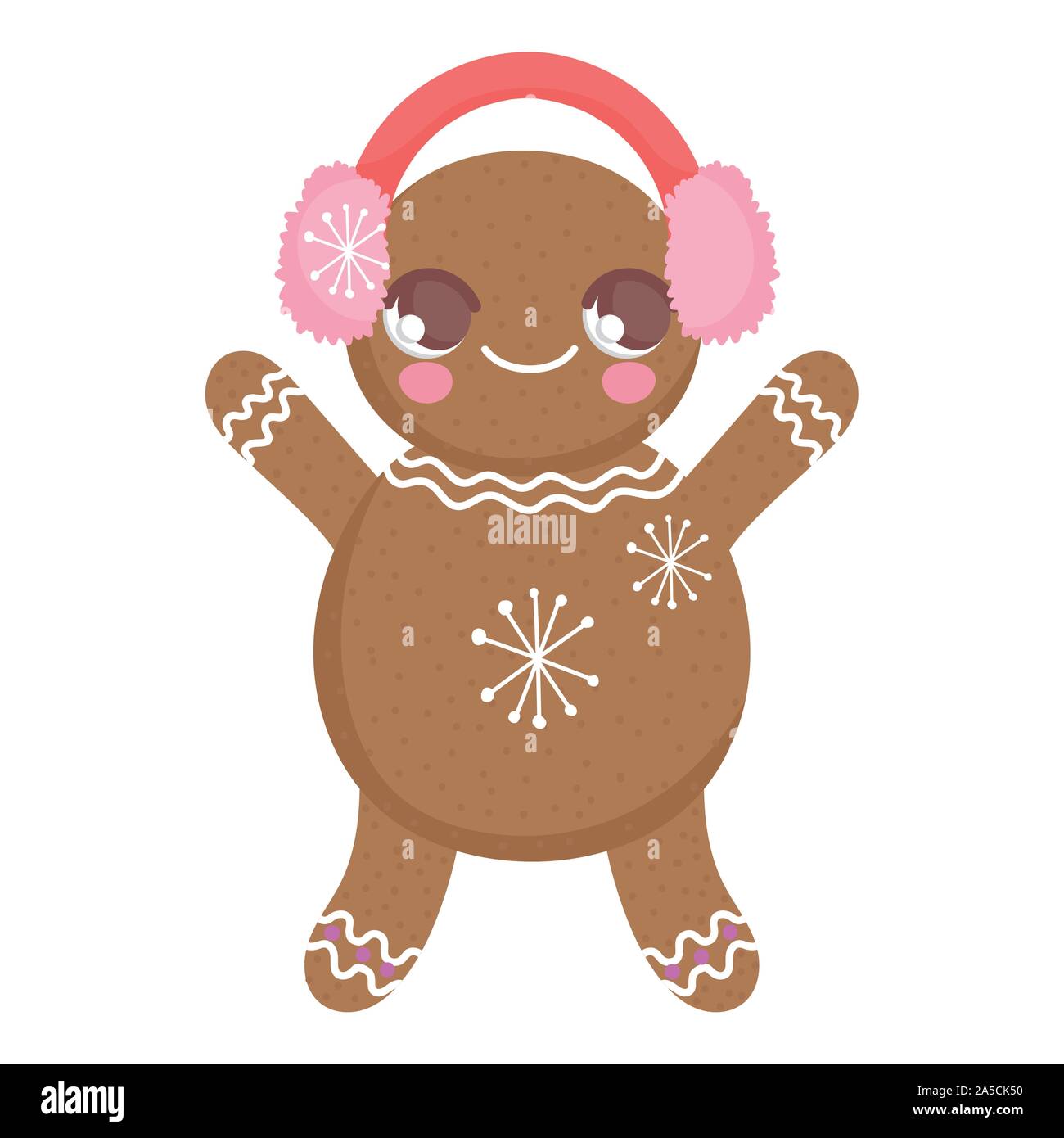 gingerbread man with ear muffs decoration white background merry ...