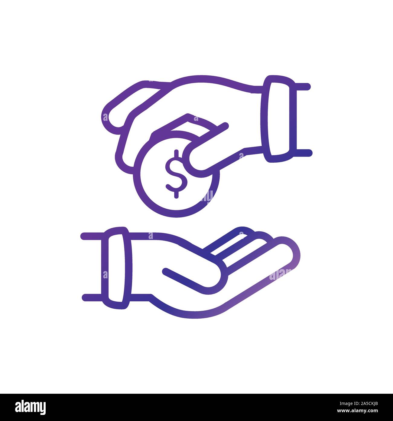 hand with coin giving charity help donation gradient line vector ... hand with coin giving charity help donation gradient line vector ...