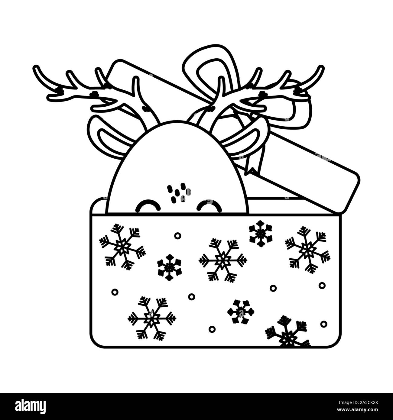 reindeer coming out gift box celebration merry christmas vector ...
