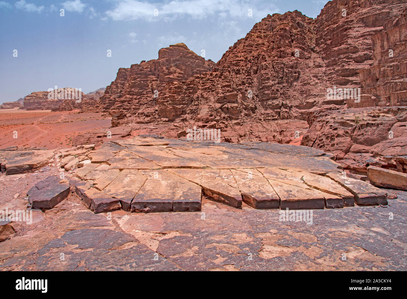 Eroded Sandstone Layers in a Desert Valley in Wadi Rum in Jordan Stock ...